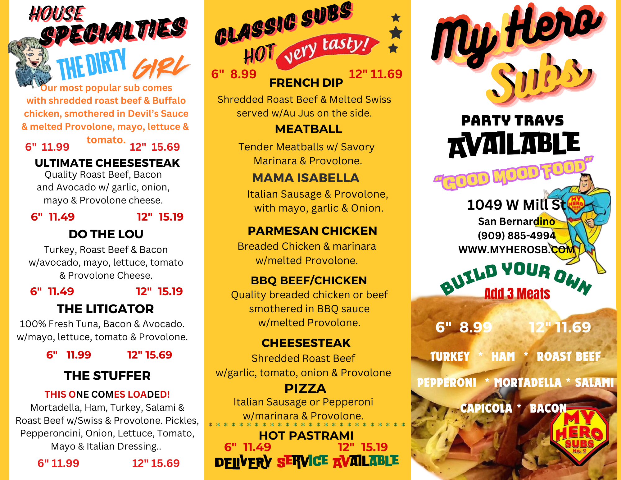 Menu – My Hero Subs | My Hero Subs San Bernardino